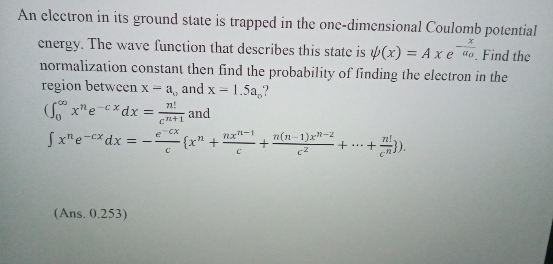 Solved An electron in its ground state is trapped in the | Chegg.com