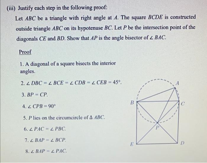 Solved (iii) Justify each step in the following proof: Let | Chegg.com