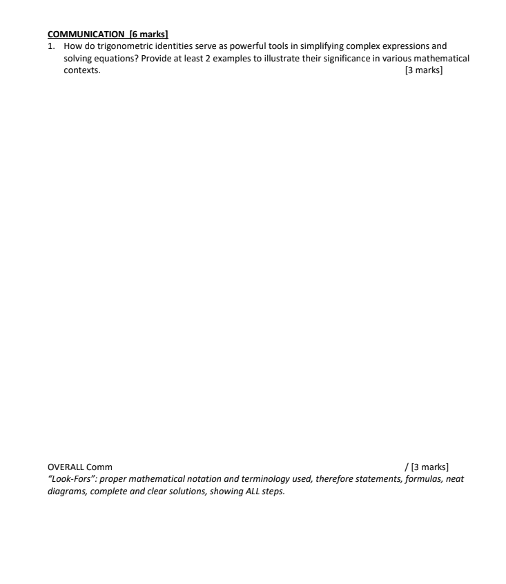 Solved COMMUNICATION [6 ﻿marks]How do trigonometric | Chegg.com