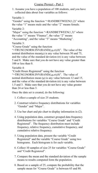 Solved Course Project - Part 1 1. Assume you have a | Chegg.com