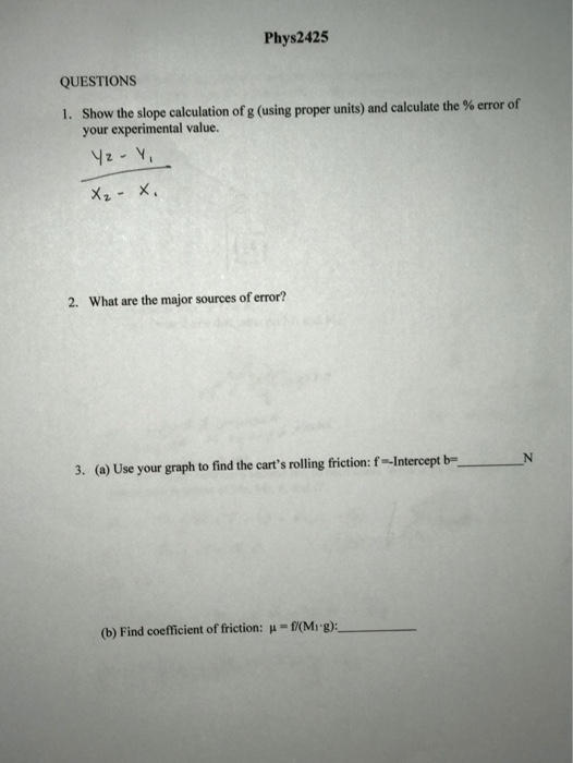 Solved Phys2425 Experiment 5 DYNAMICS OF A ROLLING CART | Chegg.com