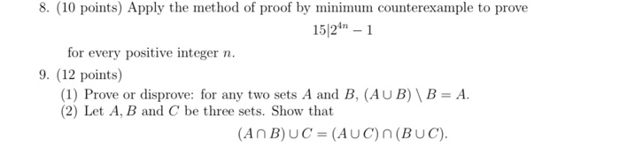 Solved 8. (10 points) Apply the method of proof by minimum | Chegg.com