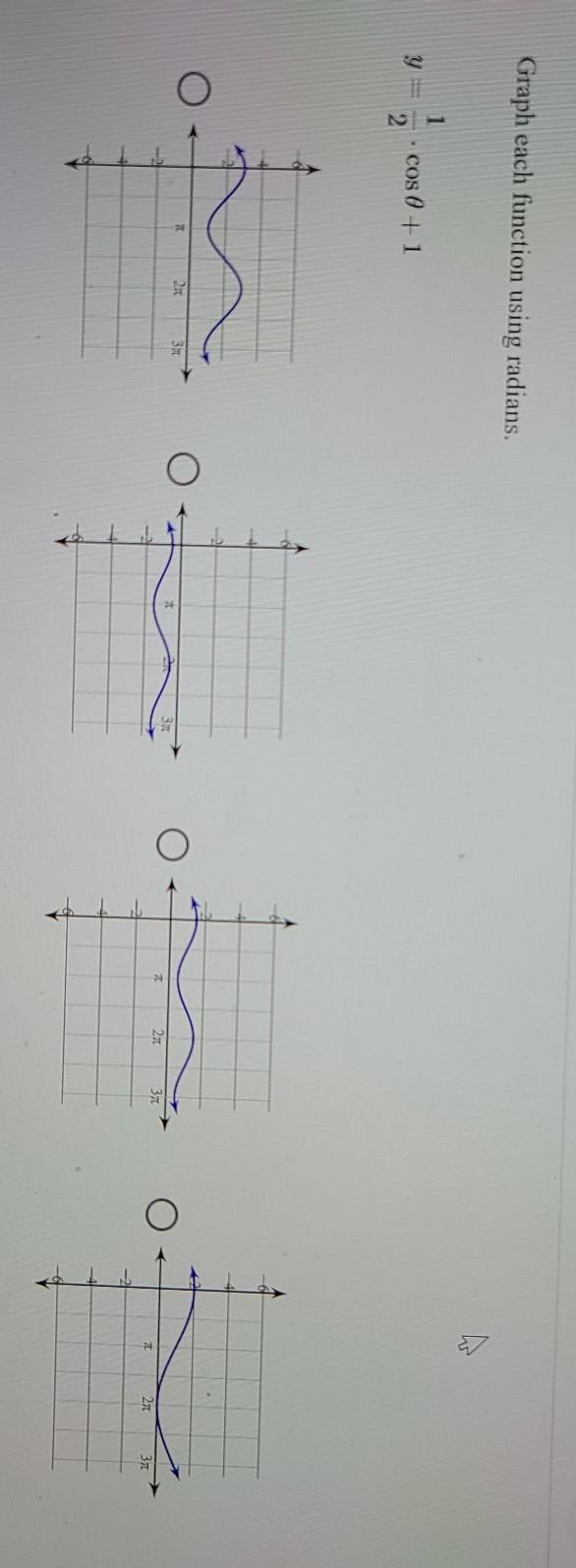 Solved Graph each function using radians. 1 - cos (+1 2 27 | Chegg.com