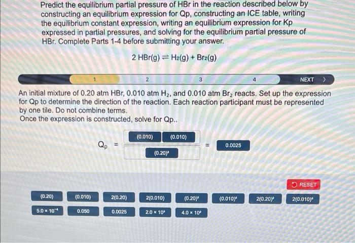 Solved Predict the equilibrium partial pressure of HBr in | Chegg.com