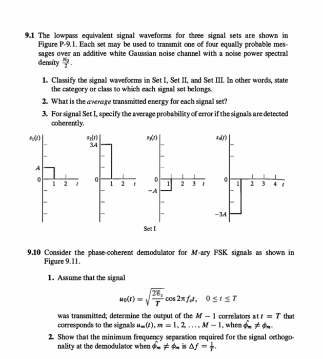 9.1 The lowpass equivalent signal waveforms for three | Chegg.com