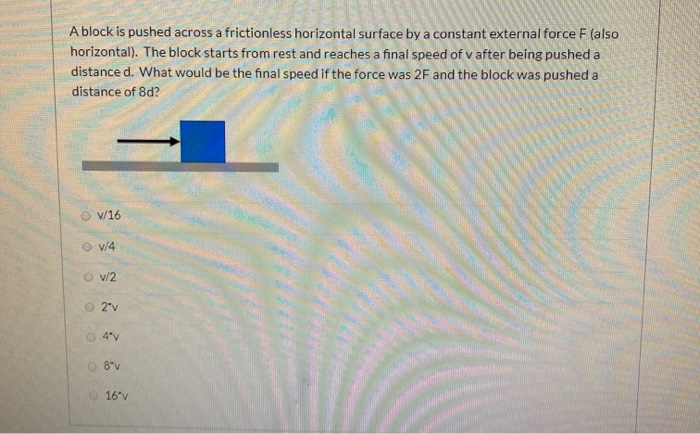 Solved A block is pushed across a frictionless horizontal | Chegg.com