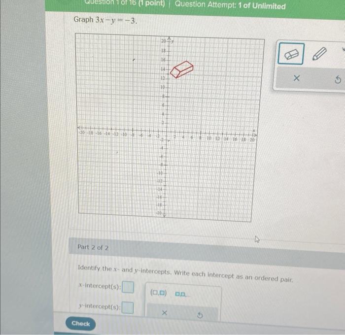 Solved 1) 3x-y=-32) identify the X and Y intercept write | Chegg.com