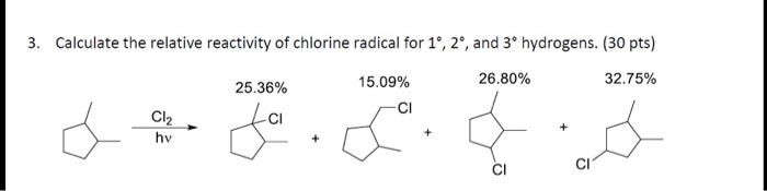 Solved 3. Calculate the relative reactivity of chlorine | Chegg.com