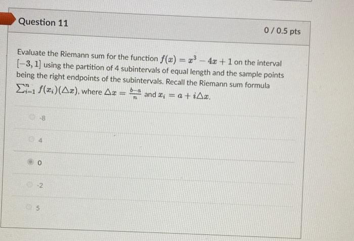 Solved Evaluate the Riemann sum for the function | Chegg.com