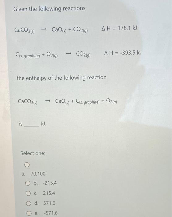 Solved Given the following reactions | Chegg.com