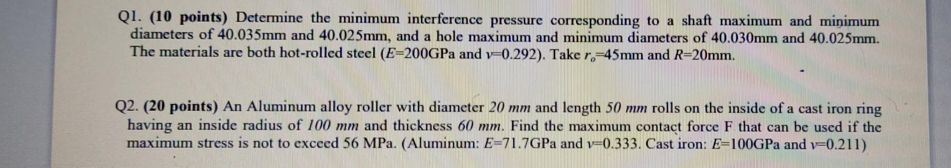 Solved Q1. (10 points) Determine the minimum interference | Chegg.com