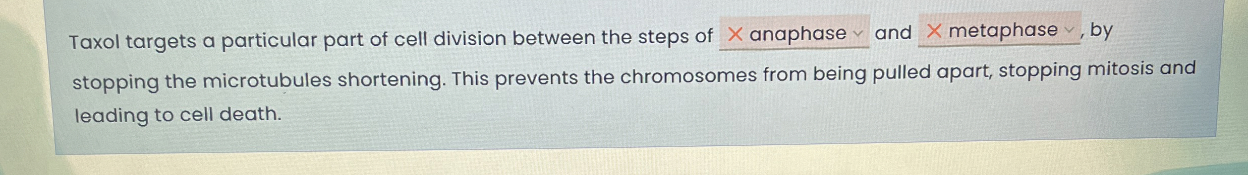 Solved Taxol targets a particular part of cell division | Chegg.com