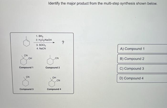 Solved CN OH Compound 1 CN Compound 3 Identify the major | Chegg.com