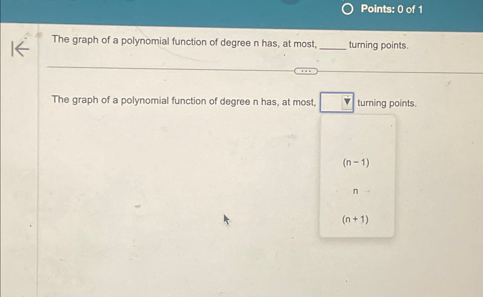 Solved Points: 0 ﻿of 1The graph of a polynomial function of | Chegg.com