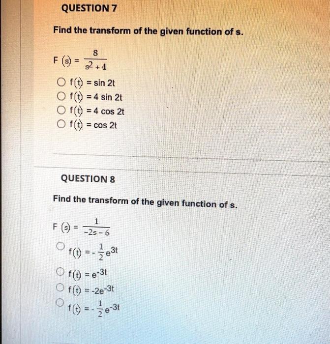 Solved Find the transform of the given function by use of a | Chegg.com