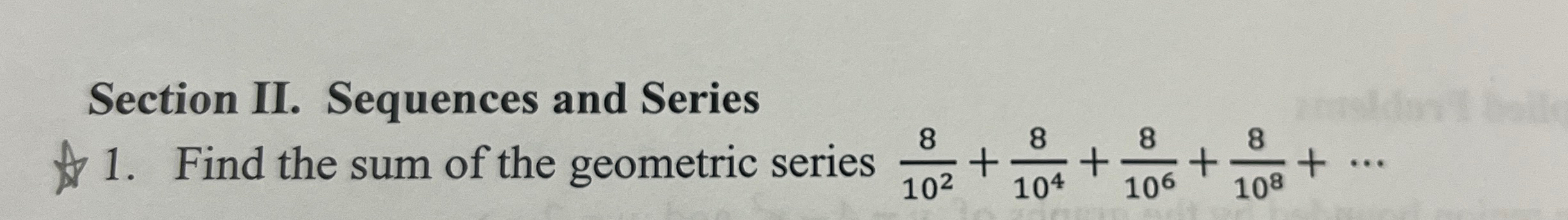 Solved Find the sum of the geometric series | Chegg.com