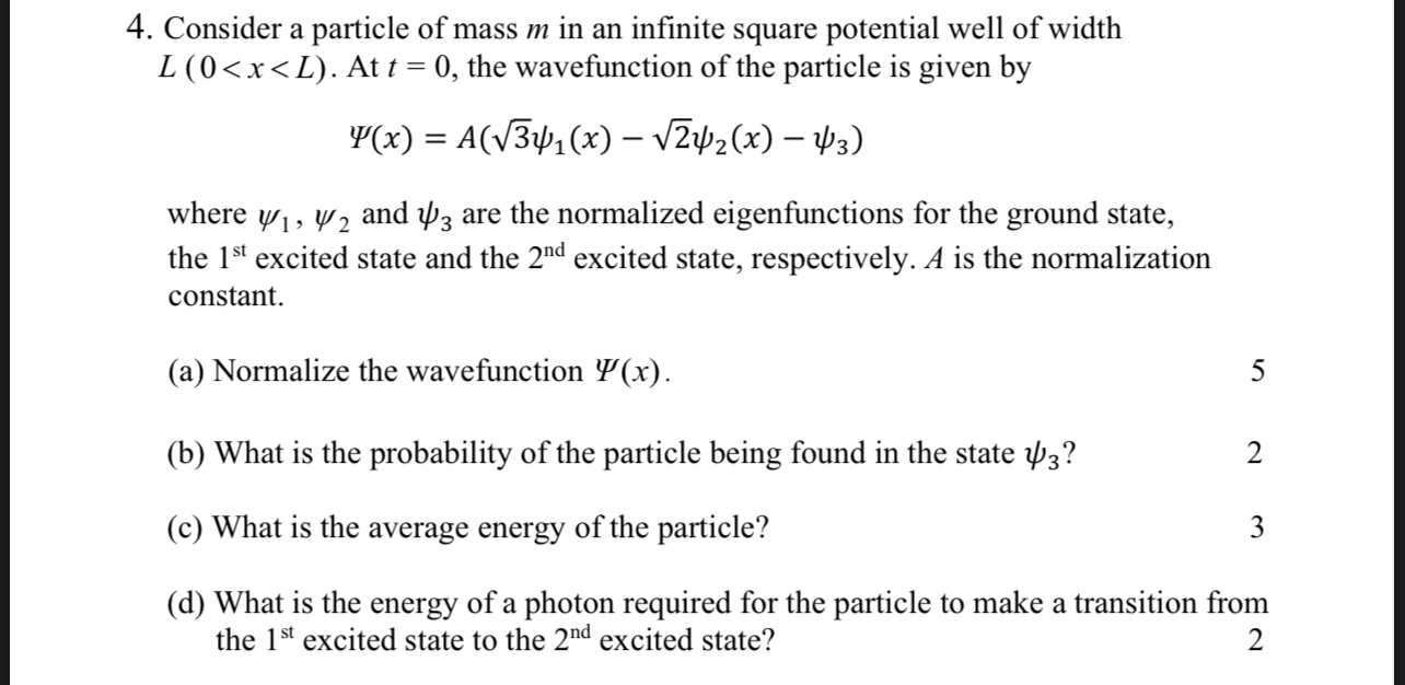 Solved Consider a particle of mass m ﻿in an infinite square | Chegg.com
