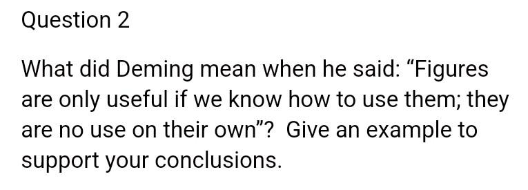 Solved Question 2 What did Deming mean when he said: | Chegg.com