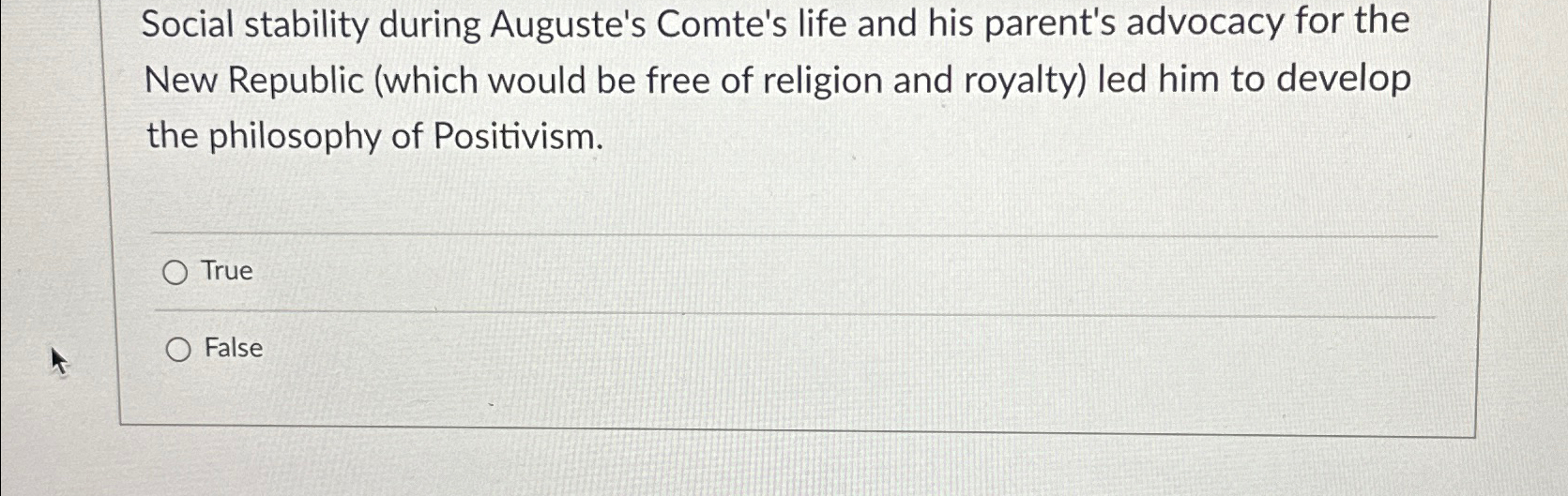 Solved Social stability during Auguste's Comte's life and | Chegg.com
