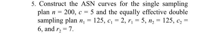 Solved 5. Construct the ASN curves for the single sampling | Chegg.com