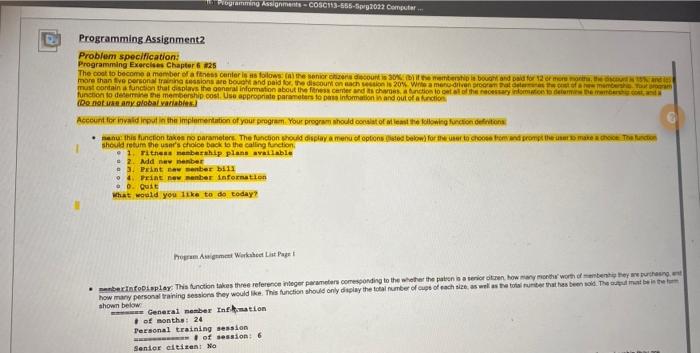 Programming Assignment2 Problem specification: | Chegg.com