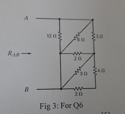 Solved Fig 3: Find equivalent resistance Rab in the circuit | Chegg.com