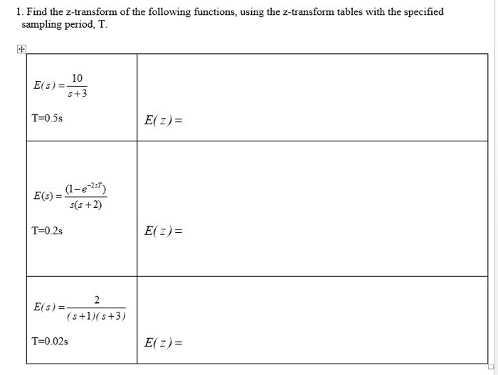 Solved 1. Find the z-transform of the following functions, | Chegg.com