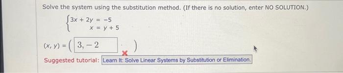 Solved Solve the system using the substitution method. (If | Chegg.com