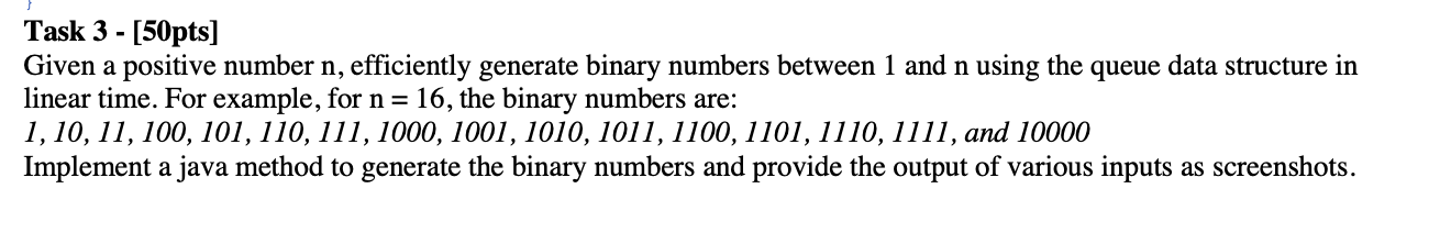 Solved Task 3 - [50pts]Given a positive number n, | Chegg.com