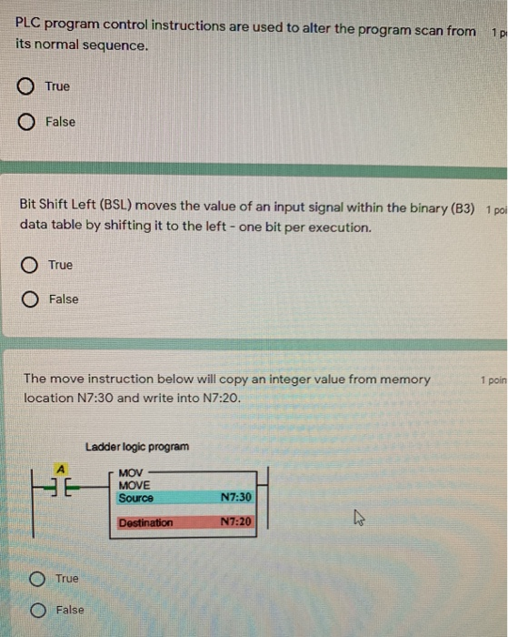 Solved PLC program control instructions are used to alter | Chegg.com