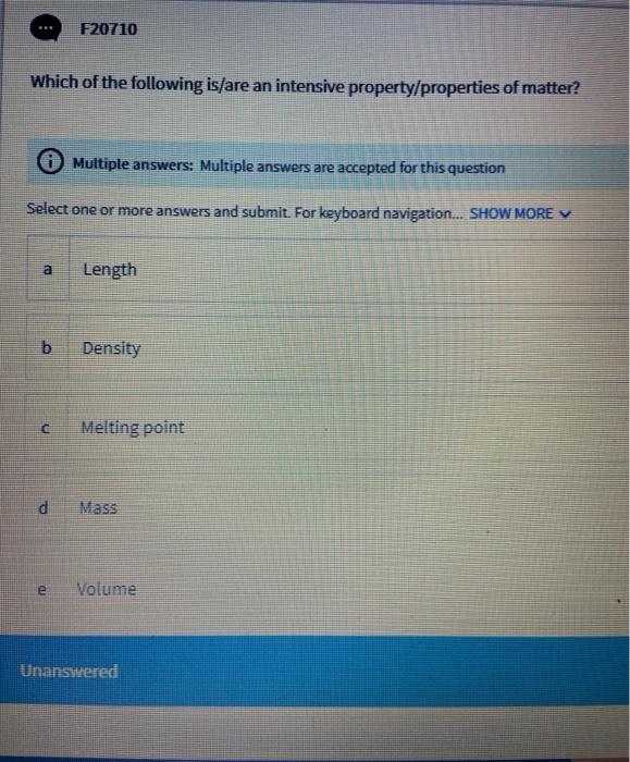 Solved F20710 Which of the following is/are an intensive | Chegg.com
