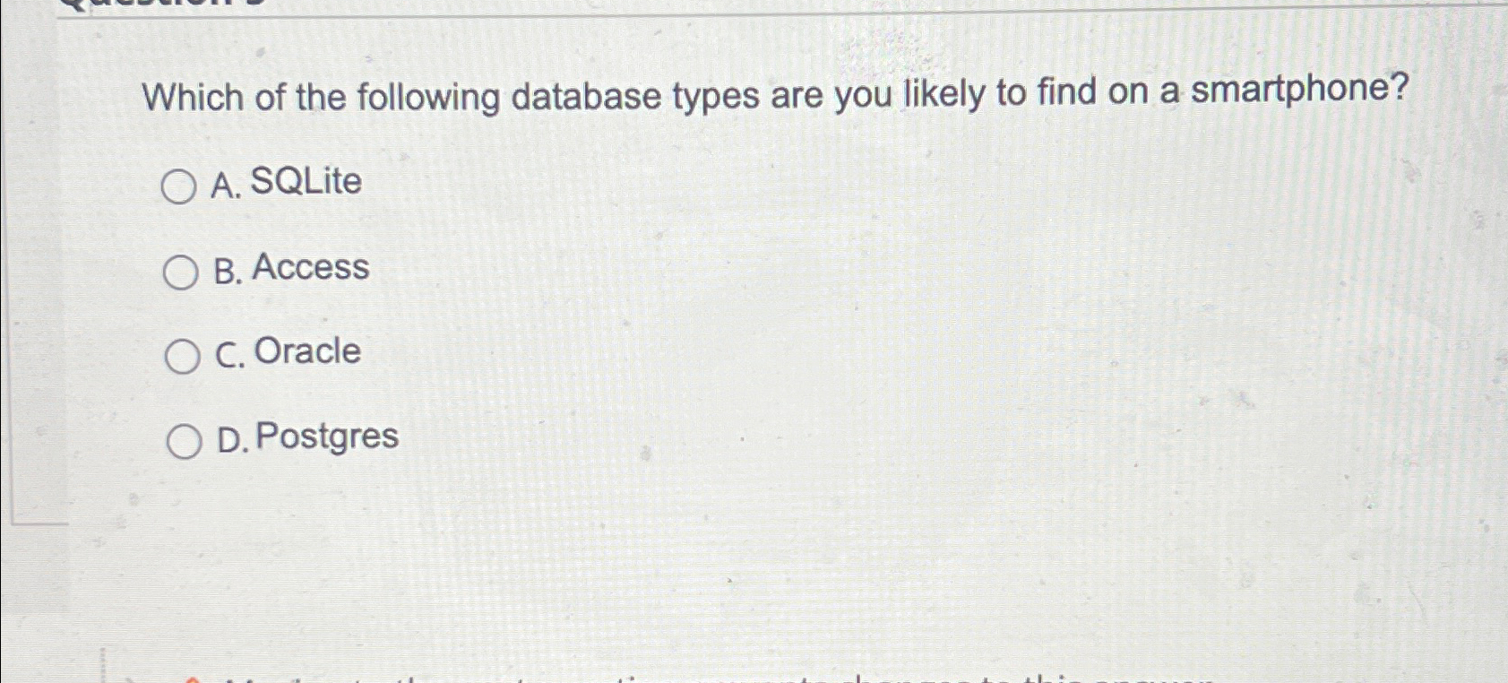 Solved Which of the following database types are you likely | Chegg.com