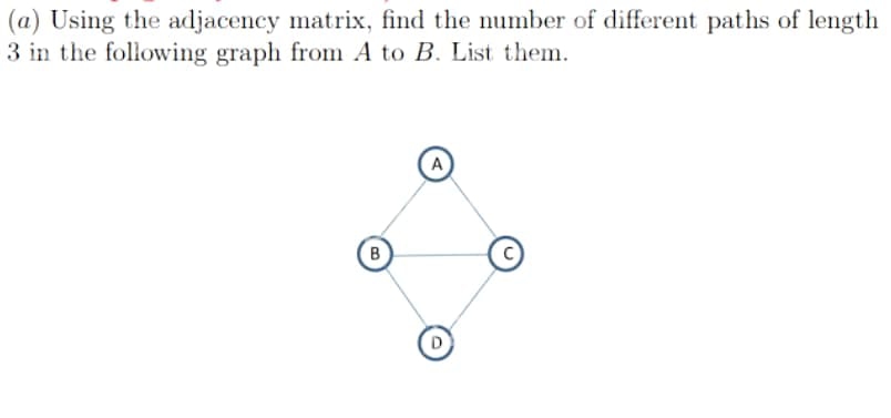 Solved kindly answer this(a) ﻿Using the adjacency matrix, | Chegg.com