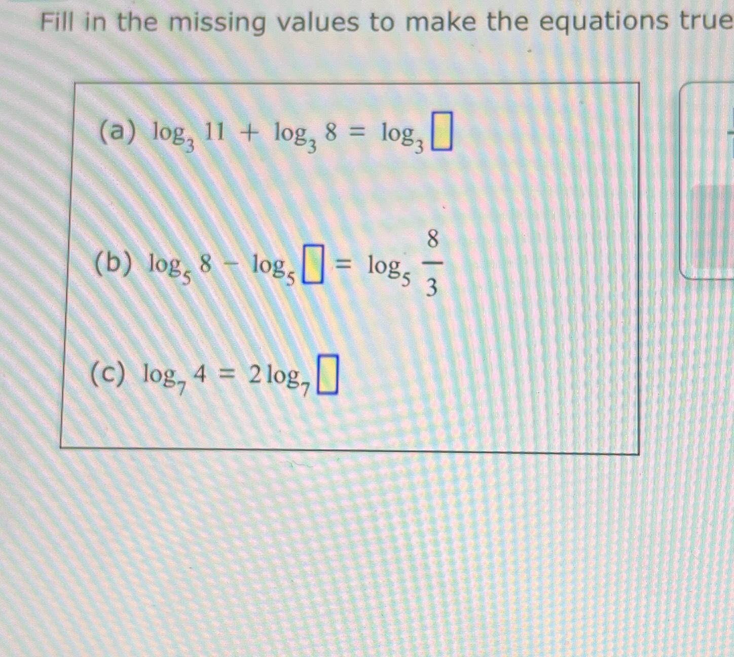 Solved Fill in the missing values to make the equations | Chegg.com