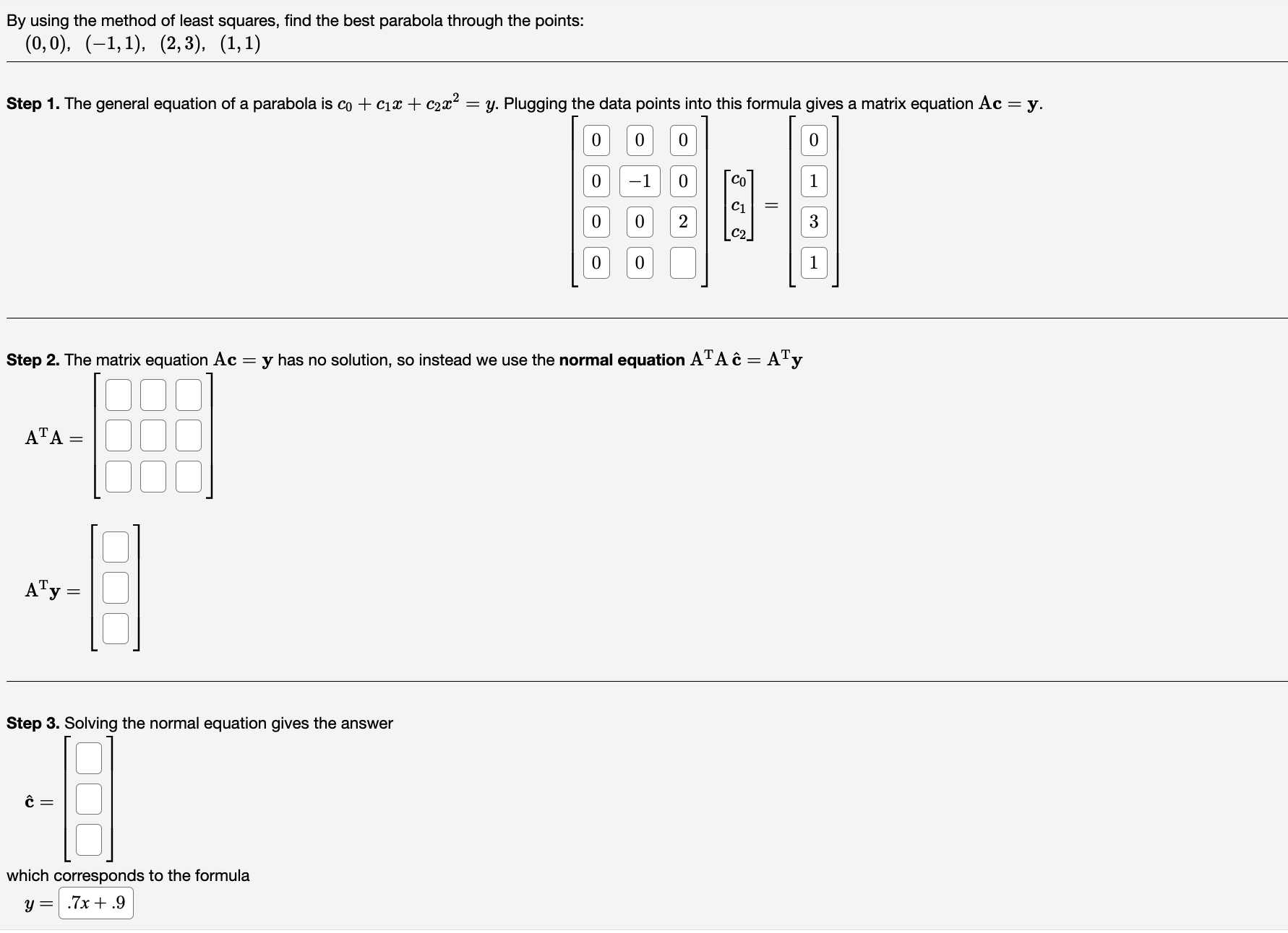 Solved By using the method of least squares, find the best | Chegg.com