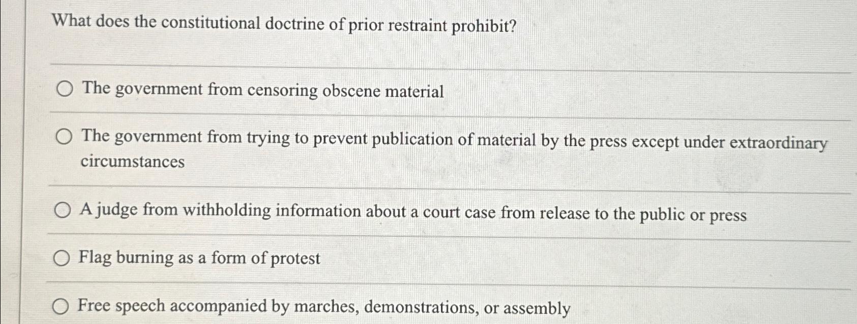Solved What does the constitutional doctrine of prior | Chegg.com