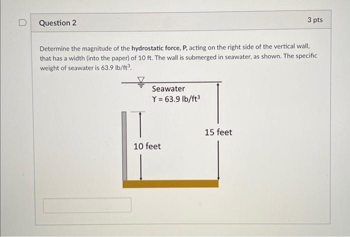 Solved Determine the magnitude of the hydrostatic force, P, | Chegg.com