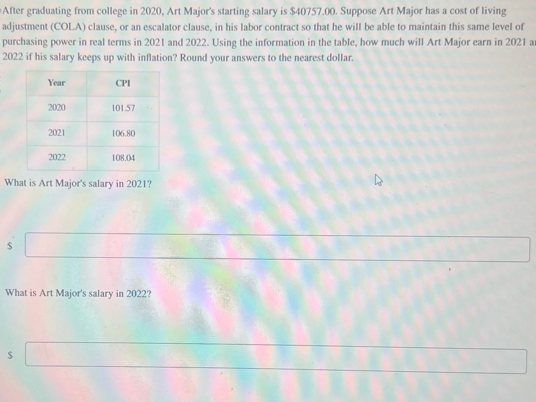 Solved After graduating from college in 2020 , ﻿Art Major's | Chegg.com