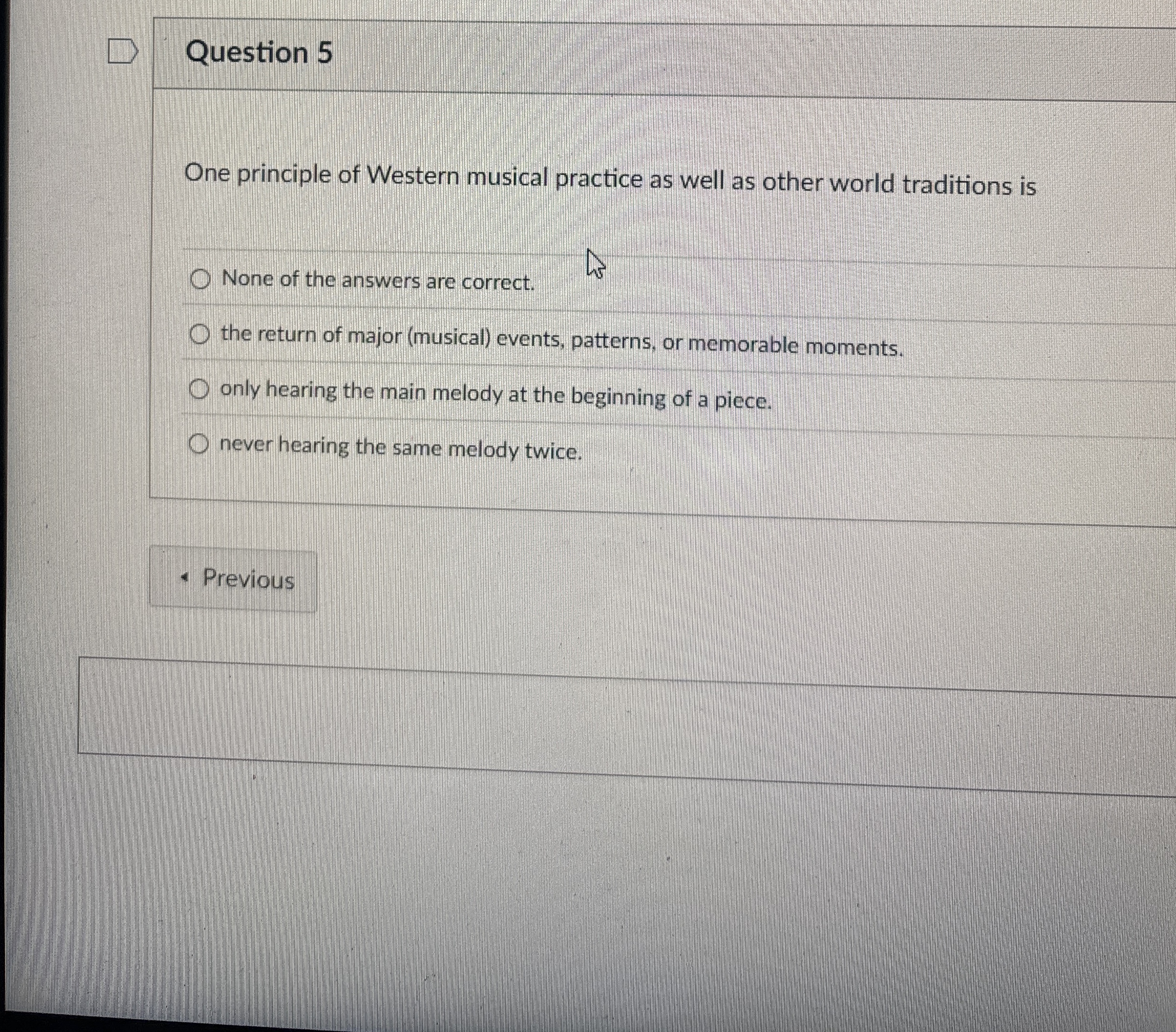 Question 5One principle of Western musical practice | Chegg.com