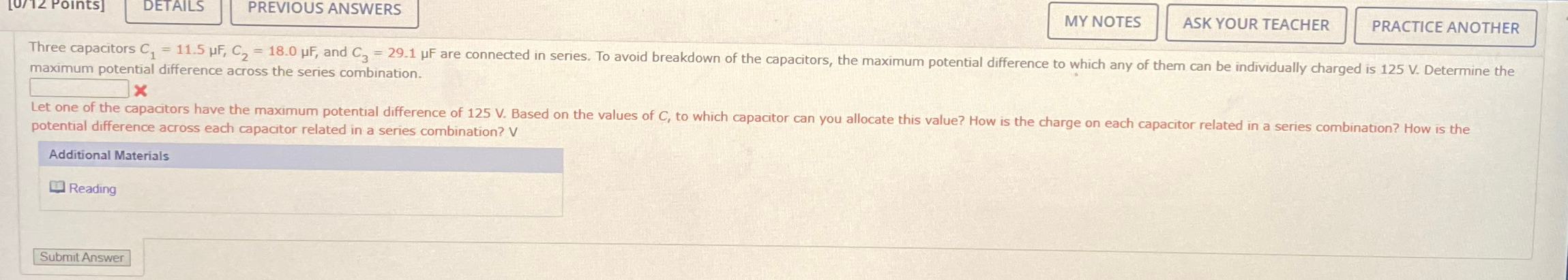 Solved maximum potential difference across the series | Chegg.com