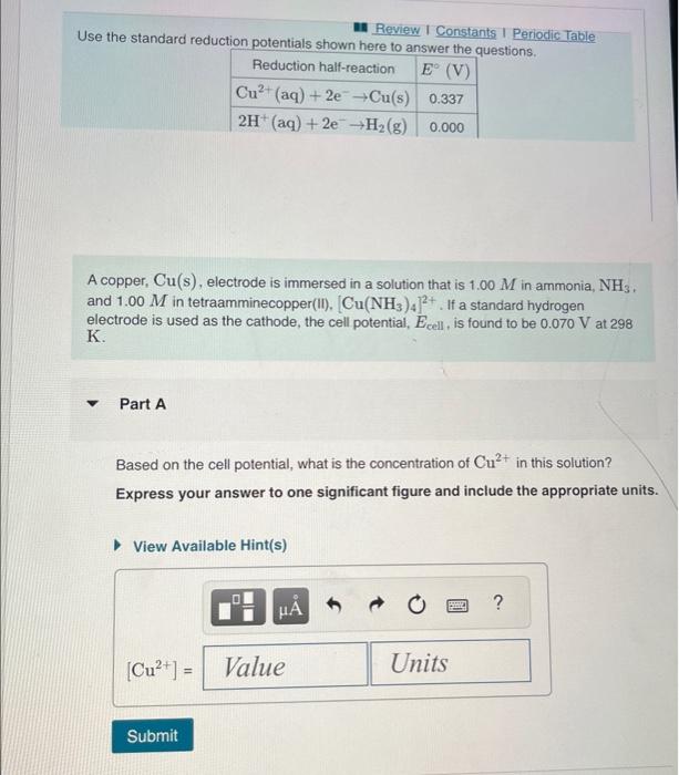 Solved Use the standard reduction potentials shown here to | Chegg.com