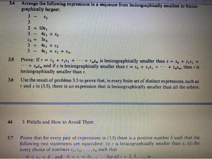 3.4 Arrange the following expressions in a sequence | Chegg.com