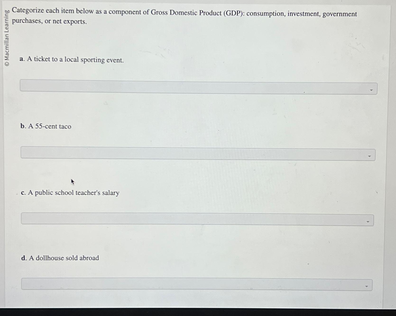 Solved a Categorize each item below as a component of Gross | Chegg.com