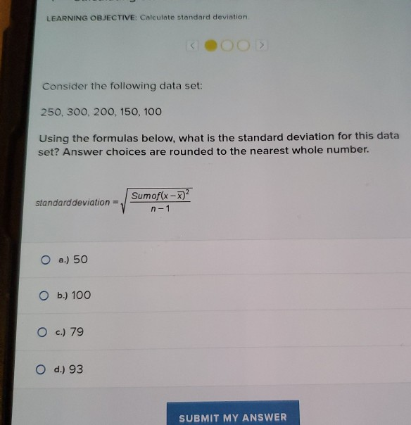 Solved LEARNING OBJECTIVE: Calculate standard deviation | Chegg.com