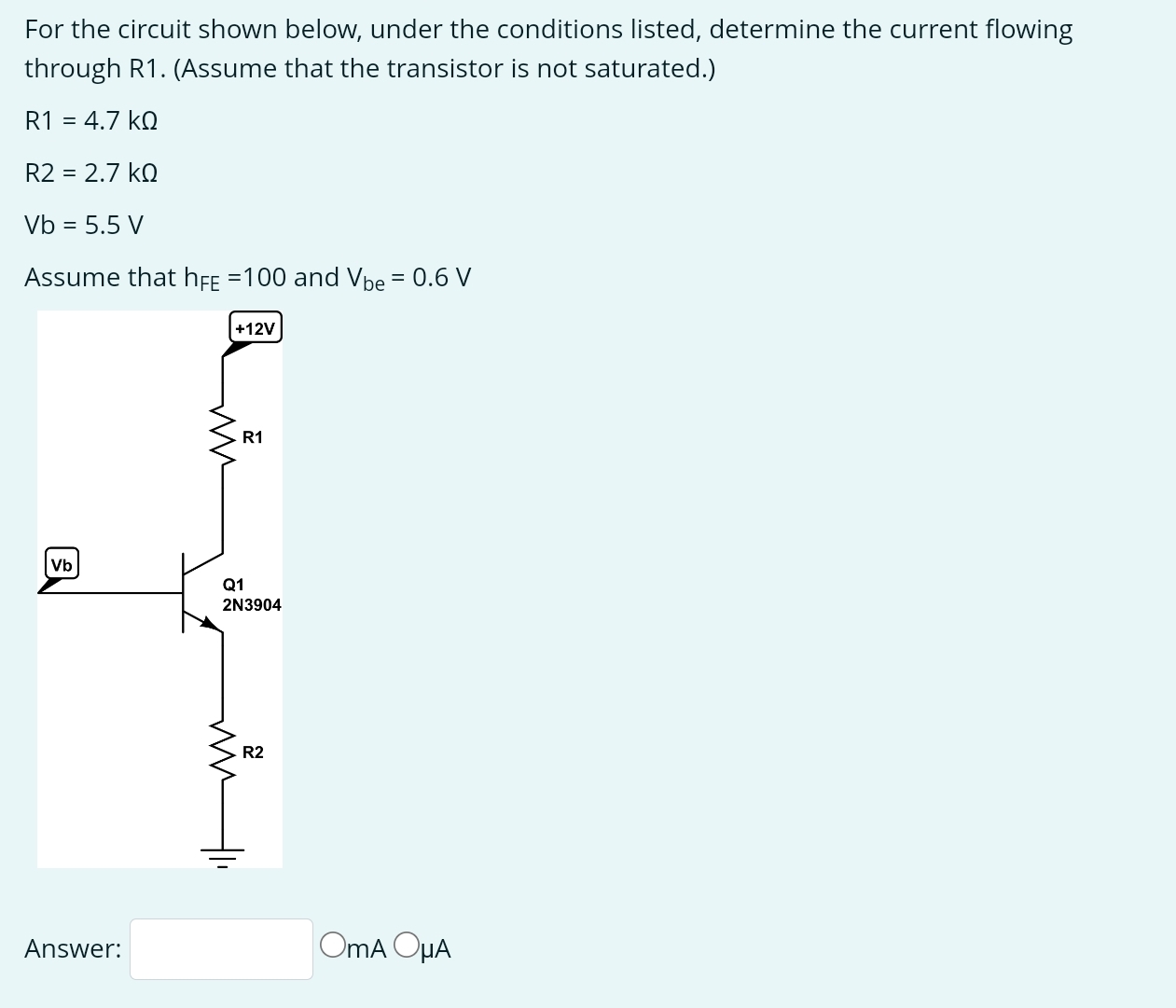 Solved For the circuit shown below, under the conditions | Chegg.com