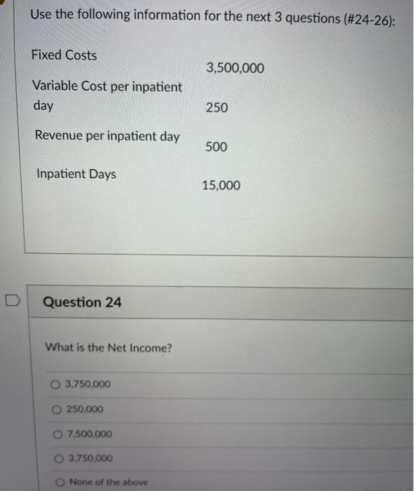 Solved Use the following information for the next 3 | Chegg.com