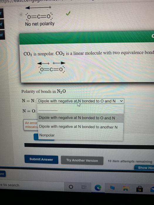 Solved No net polarity CO2 is nonpolar. CO2 is a linear | Chegg.com