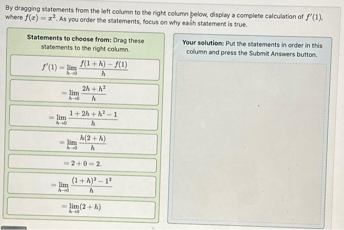Solved By dragging statements from the left column to the | Chegg.com