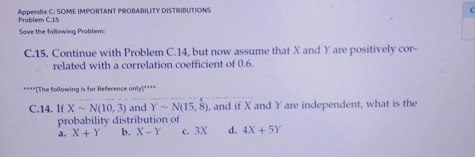 Solved Appendix C: SOME IMPORTANT PROBABILITY DISTRIBUTIONS | Chegg.com