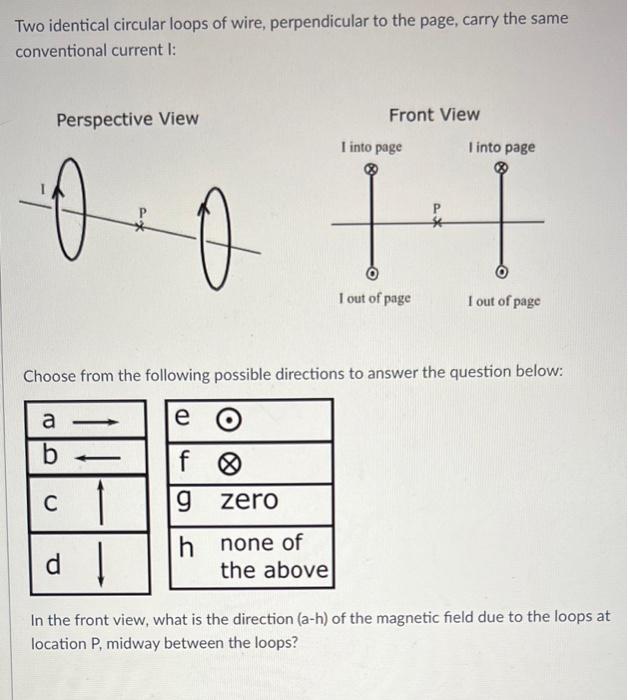 Solved Two identical circular loops of wire, perpendicular | Chegg.com